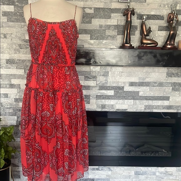 Banana Republic | Dresses | Banana Republic Womens Dress 6 Red Paisley ...